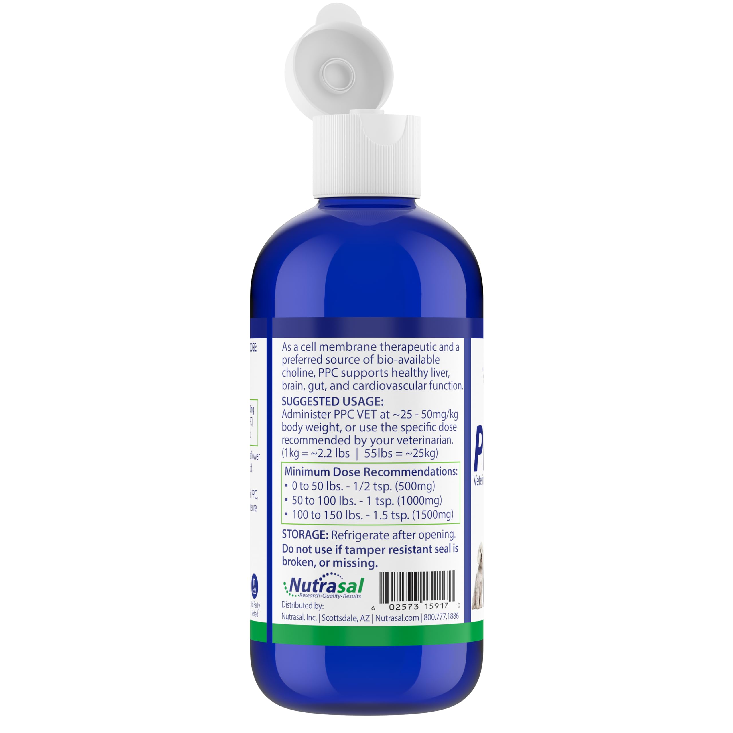 Nutrasal PPC-Vet Polyunsaturated Phosphatidylcholine Liver and Brain Health Supplement for All Sized Cats and Dogs 1000mg PPC / 5mL - Liposomal Liquid 8 oz