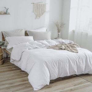 Angel's Bedding Ultra Soft Cotton 3 Piece Duvet Cover Set with Zipper - Corner Ties - 1000 Series - - Fade Resistant - 2 Pillow Shams-White - Queen - 88'' x 88''