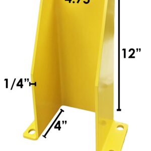 Electriduct Steel Pallet Rack Frame Guard Forklift Post Protector 4.5" U Channel, Height: 12", 3mm Thickness, Safety Yellow