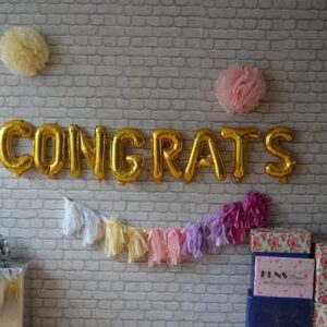 Tellpet Congrats Foil Letter Balloons, Graduation, Wedding, Bridal Party Supplies Decorations, Gold, 16 Inch