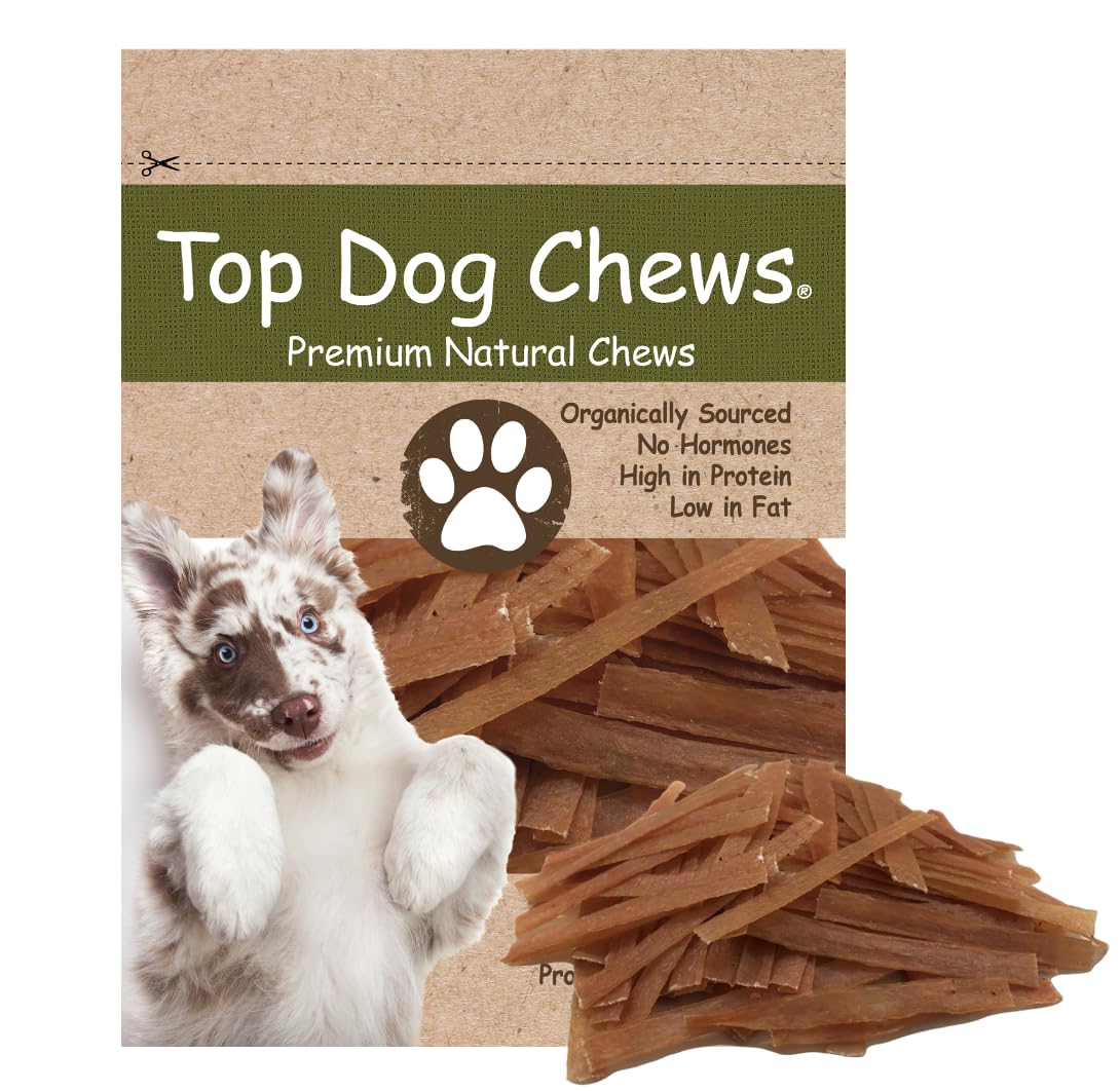 Top Dog Chews - Flat Turkey Tendons for Dogs, 1LB / 16 OZ, Made in The USA, 100% Natural Chew Treats for Dental Care and Stress Relief, Puppy Training Treats for All Breeds