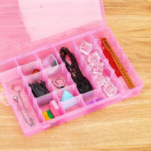 Plastic Jewelry Box Storage Organizer Container with Adjustable Dividers 36 Grids Pink