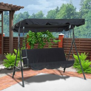 Liineparalle Swing Canopy Replacement, Waterproof Garden Chair Canopy Cover for Outdoor Patio Porch Yard, Top Cover Only (Black)