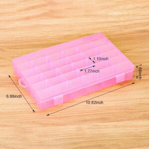 Plastic Jewelry Box Storage Organizer Container with Adjustable Dividers 36 Grids Pink