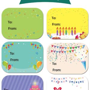 Happy Birthday Present Stickers 1.5 x 2 Inch Happy Birthday to from Gift Labels - 300 Pcs Happy Birthday Stickers for Birthday Party Favors,Baby Shower,Christmas Festival Holiday Presents 6 Designs