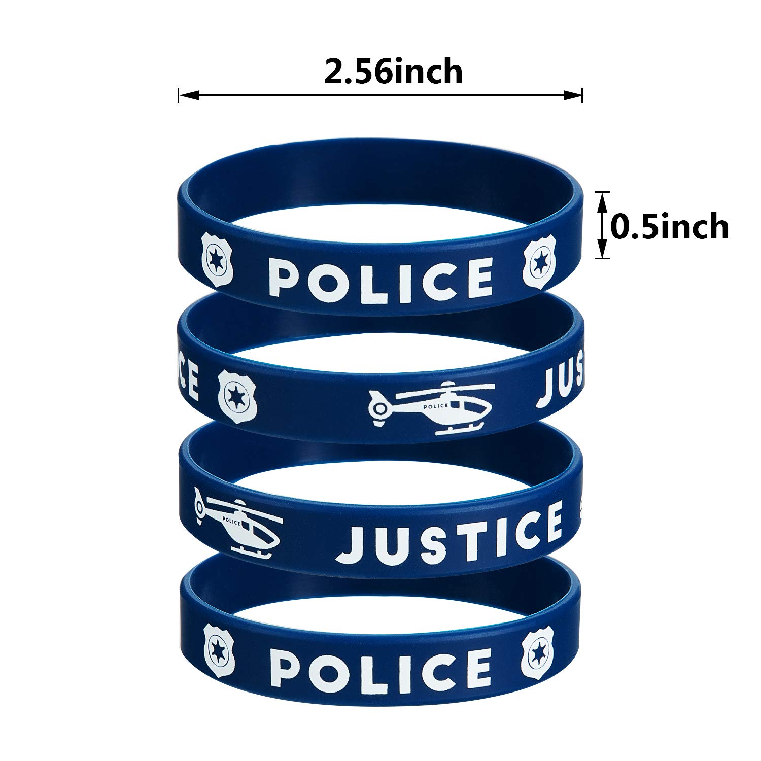 SATINIOR Police Party Favors Police Silicone Rubber Bracelets Wristbands for Police Themed Birthday Party Police Graduation Party Decorations (24)