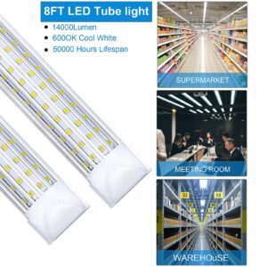 20 Pack, 8FT LED Shop Light Fixture, 144W 15500LM 6000K Cool White,High Output Linkable Tube Light, 4 Sided U Shape T8 8 Foot LED Shop Lights for Garage, Warehouse