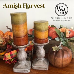 Wicks N More Amish Harvest Scented Pillar Candles (4x4)