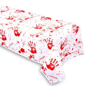 grabo bloody zombie rectangular tablecloth, 108 x54in, polyethylene, white, halloween party supplies decoration