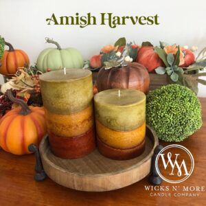 Wicks N More Amish Harvest Scented Pillar Candles (4x4)