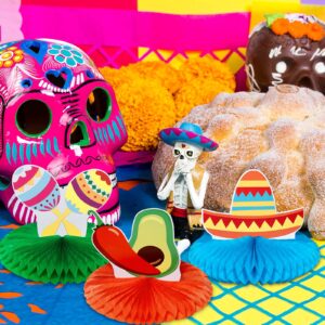 9 Pieces Fiesta Mexican Party Table Decorations Fiesta Honeycomb Mexican Table Centerpieces 8" Cinco De Mayo Party Table Decorations for Mexican Fiesta Taco Party Day of the Dead Decor Supplies Favors