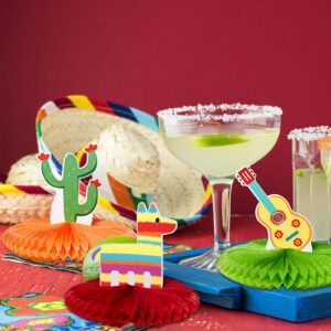 9 Pieces Fiesta Mexican Party Table Decorations Fiesta Honeycomb Mexican Table Centerpieces 8" Cinco De Mayo Party Table Decorations for Mexican Fiesta Taco Party Day of the Dead Decor Supplies Favors