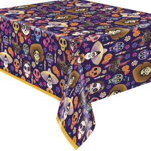 unique multicolor plastic disney coco rectangular table cover (54" x 84") 1 count - bright and fun design, perfect for disney themed parties