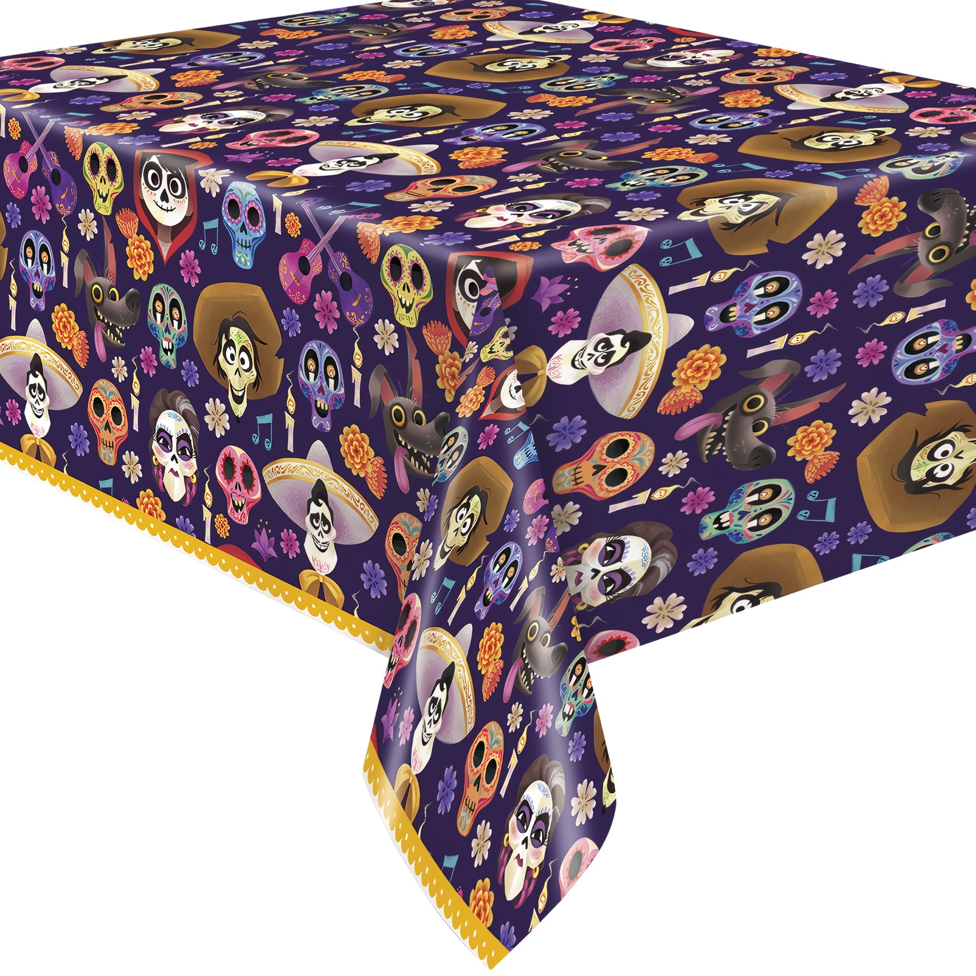 Unique Multicolor Plastic Disney Coco Rectangular Table Cover (54" x 84") 1 Count - Bright and Fun Design, Perfect for Disney Themed Parties