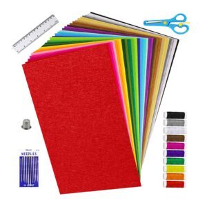 40 pcs felt sheets 12" x 8" (20cmx30cm) 40 colors stiff felt fabric set assorted color hard felt craft felt for kids school diy crafts patchwork embroidery sewing crafting decorative project