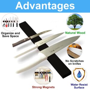 16 Inch Black Wood Knife Magnetic Strip Use as Magnetic Knife Holder for Wall - Magnetic Knife Strip - Magnetic Knife Bar - Wall Kitchen Magnetic Rack Holder