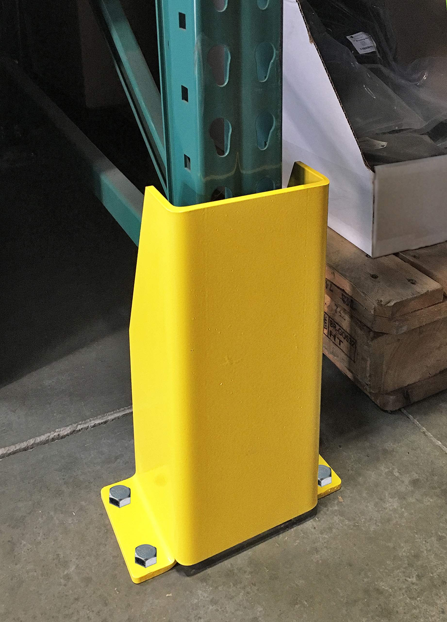 Electriduct Steel Pallet Rack Frame Guard Forklift Post Protector 4.5" U Channel, Height: 12", 3mm Thickness, Safety Yellow