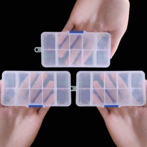 Transparent Plastic Grid Box Storage Organizer,Adjustable Dividers Travel Small Size Case with Lid for Display Collection,Organizing Small Parts,Cotton,Swab,Ornaments,Beads,Jewlery,Rings (10 Grid)