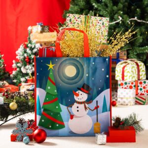 JOYIN 12 PCS 13.75" x 14" Christmas Large Tote Bags Holiday Reusable Grocery Bags for Classroom Party Favor Supplies