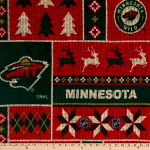 nhl minnesota wild ugly sweater fleece, multi yard