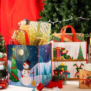 JOYIN 12 PCS 13.75" x 14" Christmas Large Tote Bags Holiday Reusable Grocery Bags for Classroom Party Favor Supplies