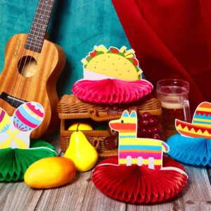 9 Pieces Fiesta Mexican Party Table Decorations Fiesta Honeycomb Mexican Table Centerpieces 8" Cinco De Mayo Party Table Decorations for Mexican Fiesta Taco Party Day of the Dead Decor Supplies Favors