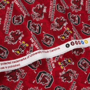 NCAA South Carolina Gamecocks Tone on Tone Cotton Multi, Fabric by the Yard