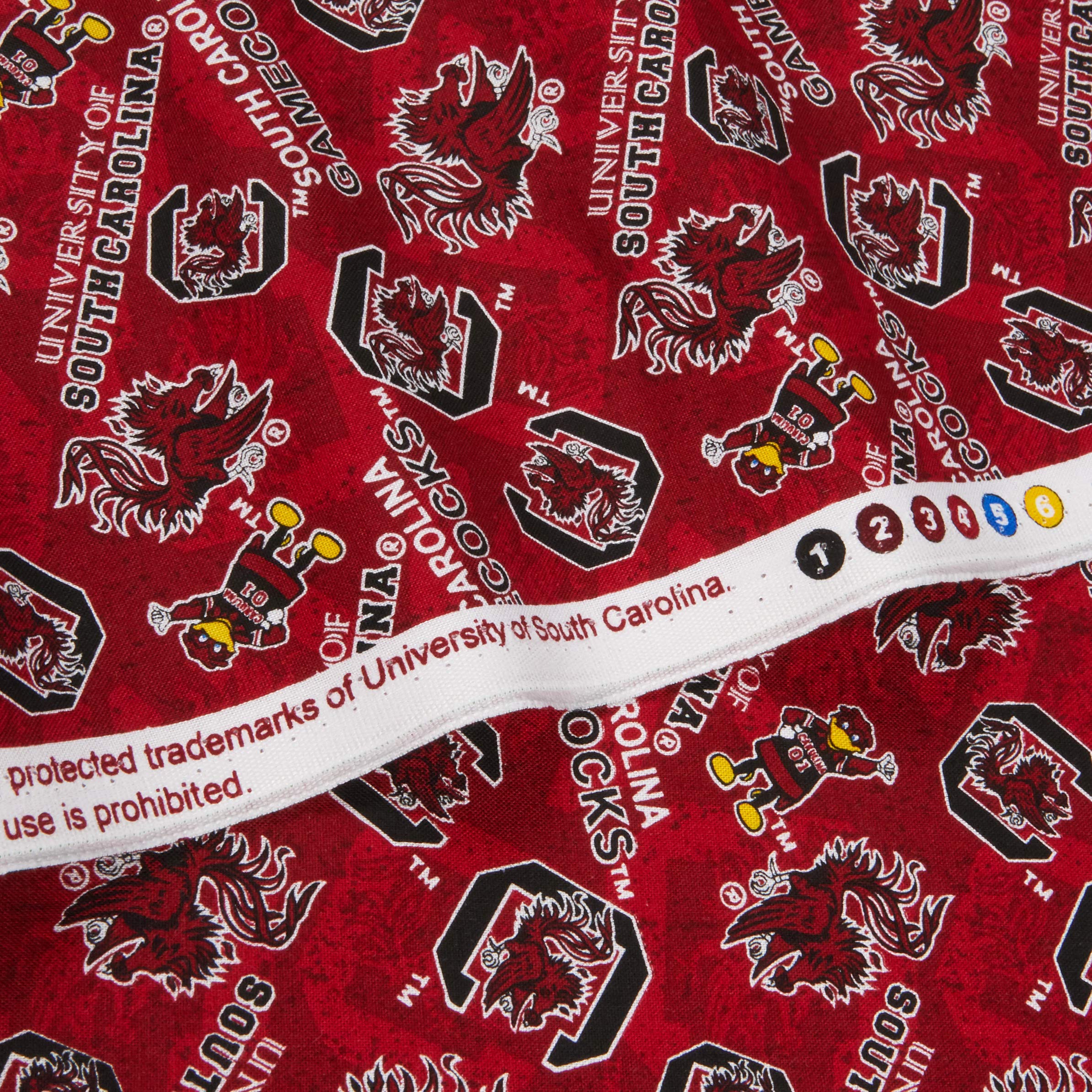 NCAA South Carolina Gamecocks Tone on Tone Cotton Multi, Fabric by the Yard