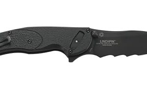 CRKT Linchpin EDC Folding Pocket Knife: Heavy Duty Everyday Carry, Black Blade with Veff Serrations, Flipper, Deadbolt Lock, Ball Bearing Pivot, GRN Handle, Pocket Clip 5406K