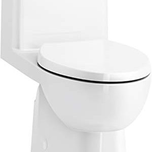 KOHLER 78080-0 Reach Comfort Height Chair Height One-Piece Compact Elongated Toilet with Skirted Trapway, Left-Hand Trip Lever, 1.28 GPF