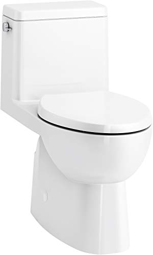 KOHLER 78080-0 Reach Comfort Height Chair Height One-Piece Compact Elongated Toilet with Skirted Trapway, Left-Hand Trip Lever, 1.28 GPF