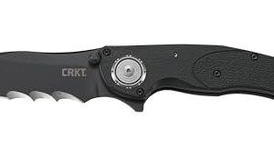 CRKT Linchpin EDC Folding Pocket Knife: Heavy Duty Everyday Carry, Black Blade with Veff Serrations, Flipper, Deadbolt Lock, Ball Bearing Pivot, GRN Handle, Pocket Clip 5406K