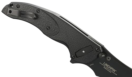 CRKT Linchpin EDC Folding Pocket Knife: Heavy Duty Everyday Carry, Black Blade with Veff Serrations, Flipper, Deadbolt Lock, Ball Bearing Pivot, GRN Handle, Pocket Clip 5406K