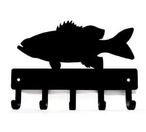 the metal peddler bass fish key rack hanger - small 6 inch wide - made in usa; gift for fishermen