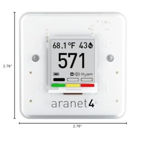 SAF Aranet4 Home: Wireless Indoor Air Quality Monitor for Office or School (CO2, Temperature, Humidity and More) Portable, Battery Powered, E-Ink Screen, App for Configuration & Data History