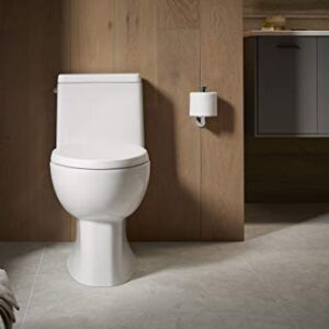 KOHLER 78080-0 Reach Comfort Height Chair Height One-Piece Compact Elongated Toilet with Skirted Trapway, Left-Hand Trip Lever, 1.28 GPF