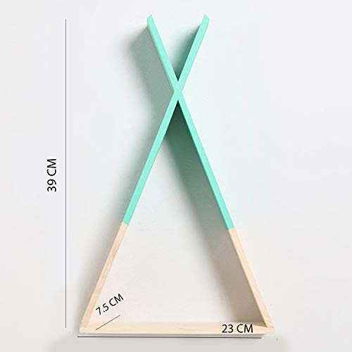 nacnic Nordic Style Wall Shelf Turquoise. Triangle Wooden Shelf. Triangular Wooden Shelf Storage. Median