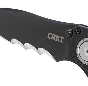 CRKT Linchpin EDC Folding Pocket Knife: Heavy Duty Everyday Carry, Black Blade with Veff Serrations, Flipper, Deadbolt Lock, Ball Bearing Pivot, GRN Handle, Pocket Clip 5406K