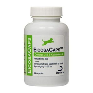 dechra eicosacaps omega 3&6 capsules l, for dogs 40 to 70lbs, 60 count, over 40 pounds (1810054)