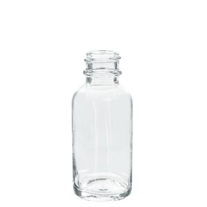 GlassBottleOutlet (Pack of 108) 1 oz. Clear Boston Round with Black Cone Lined Cap