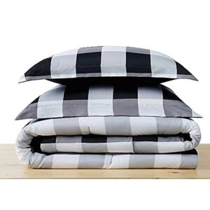 Truly Soft Everyday Buffalo Plaid Black Twin XL Duvet Cover Set