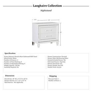 Lexicon Loaghaire 2-Drawer Nightstand, White