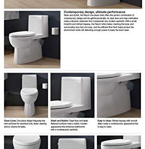 KOHLER 78080-0 Reach Comfort Height Chair Height One-Piece Compact Elongated Toilet with Skirted Trapway, Left-Hand Trip Lever, 1.28 GPF