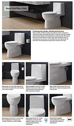 KOHLER 78080-0 Reach Comfort Height Chair Height One-Piece Compact Elongated Toilet with Skirted Trapway, Left-Hand Trip Lever, 1.28 GPF