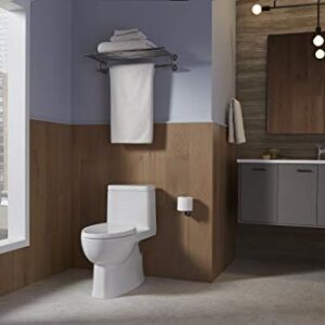 KOHLER 78080-0 Reach Comfort Height Chair Height One-Piece Compact Elongated Toilet with Skirted Trapway, Left-Hand Trip Lever, 1.28 GPF