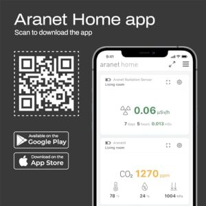 SAF Aranet4 Home: Wireless Indoor Air Quality Monitor for Office or School (CO2, Temperature, Humidity and More) Portable, Battery Powered, E-Ink Screen, App for Configuration & Data History