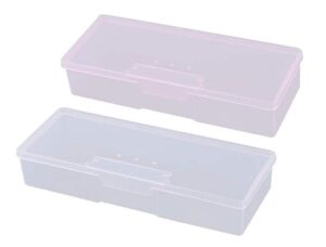 2 pcs plastic transparent multifunctional rectangular storage box nail art tool box office supplies organizer manicure tool box