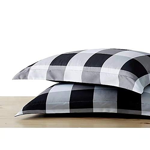 Truly Soft Everyday Buffalo Plaid Black Twin XL Duvet Cover Set