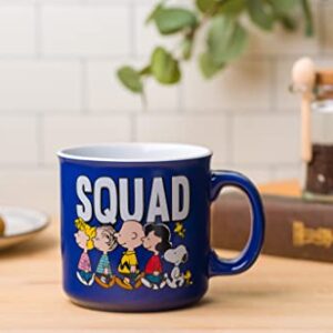 Silver Buffalo Peanuts Squad Featuring Sally, Linus, Charlie Brown, Lucy, Snoopy, and Woodstock Ceramic Camper Mug, 20 Ounces