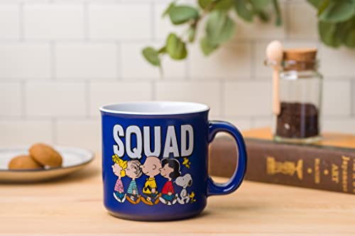 Silver Buffalo Peanuts Squad Featuring Sally, Linus, Charlie Brown, Lucy, Snoopy, and Woodstock Ceramic Camper Mug, 20 Ounces